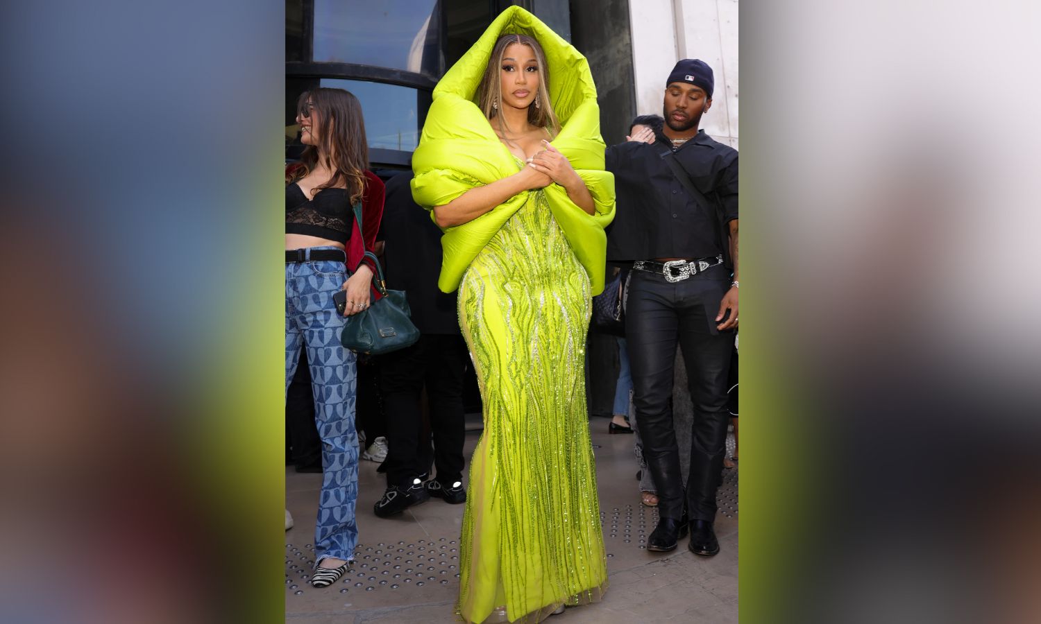 Cardi B turns head in Gaurav Gupta's green gown at Paris Fashion Week