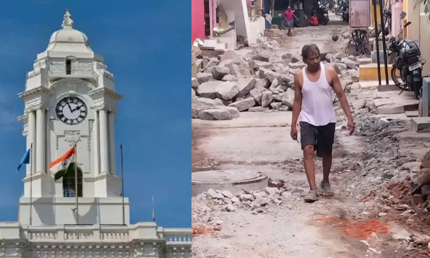 DT impact: GCC cleared concrete road debris to lay tar road at VOC Nagar