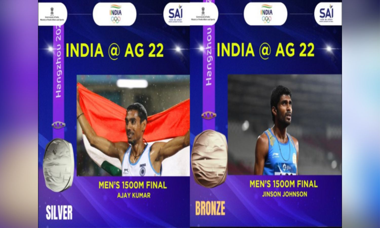 Asian Games: Ajoy secures silver, Johnson clinches bronze in Men's 1500m
