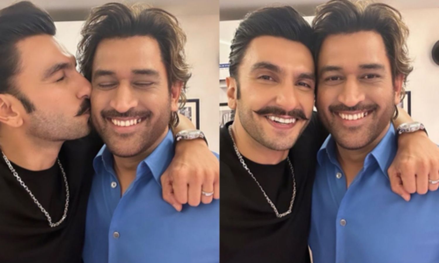 Ranveer says 'Mera Mahi', as he posts photo giving a peck on Dhoni's cheeks