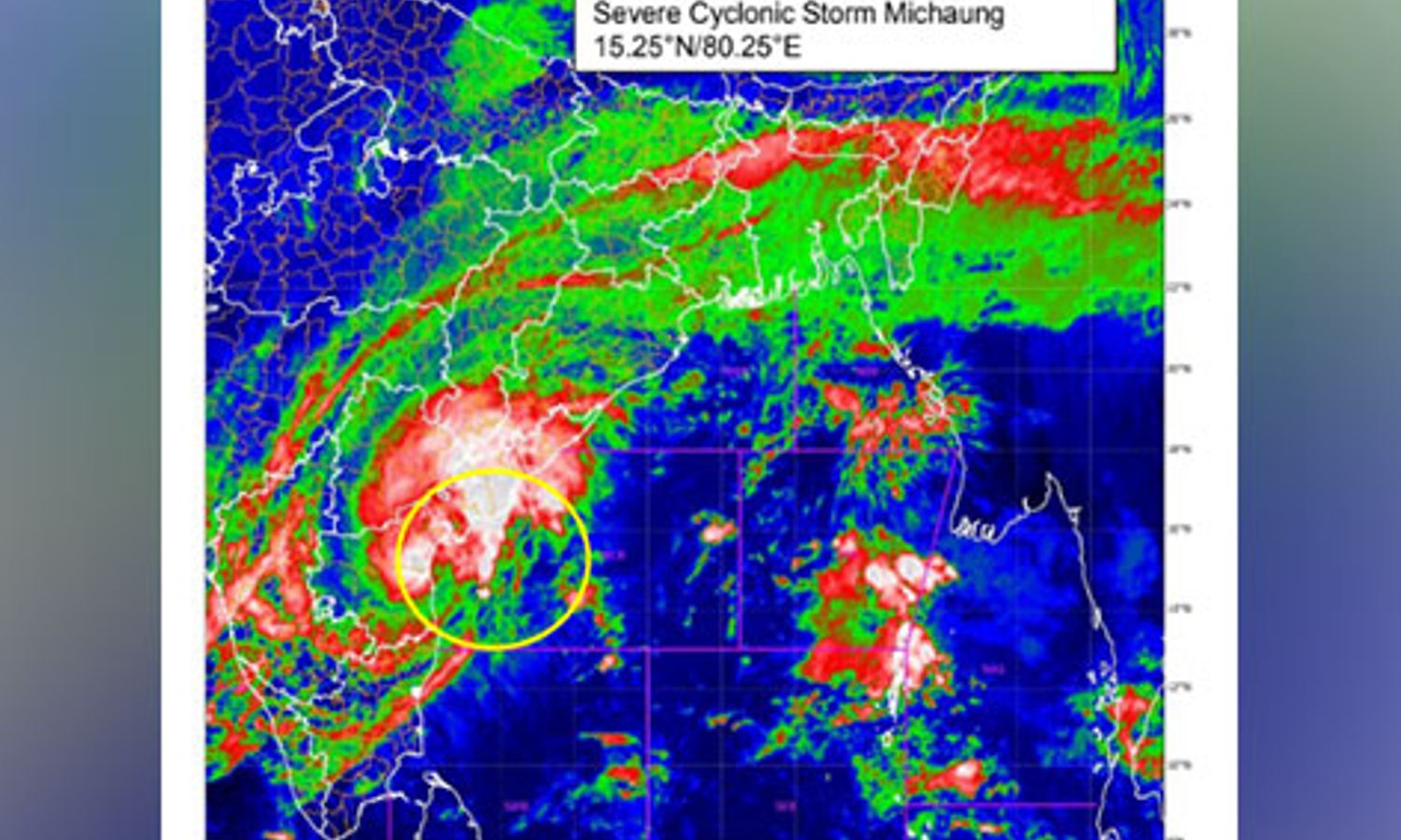 Severe Cyclone 'Michaung' to make landfall next 4 hours at Andhra Pradesh