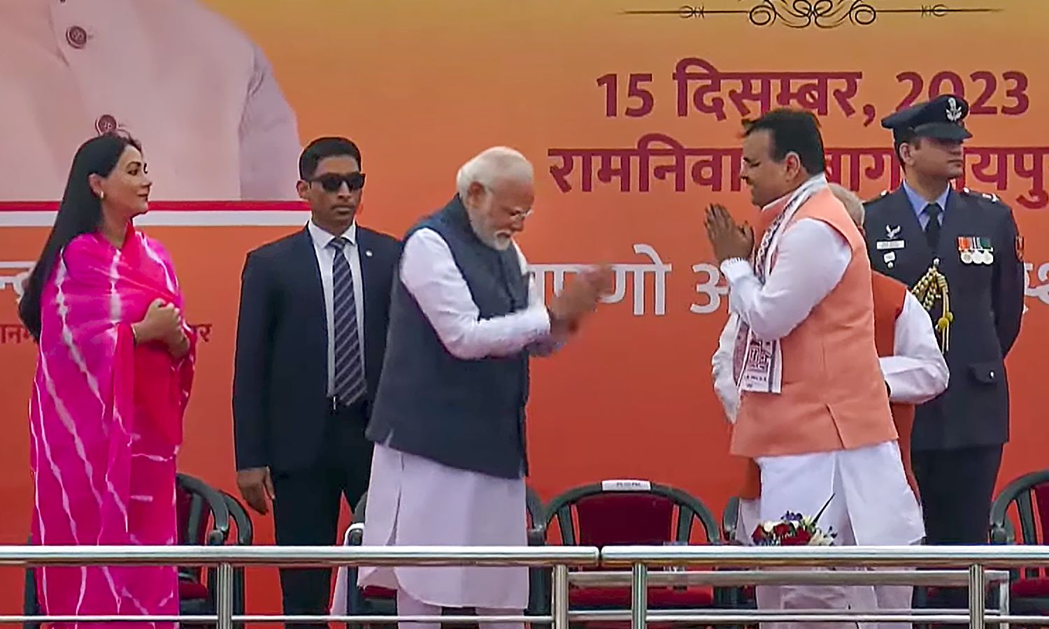 Bhajan Lal Sharma sworn in as Rajasthan CM, Diya Kumari and Prem Chand ...