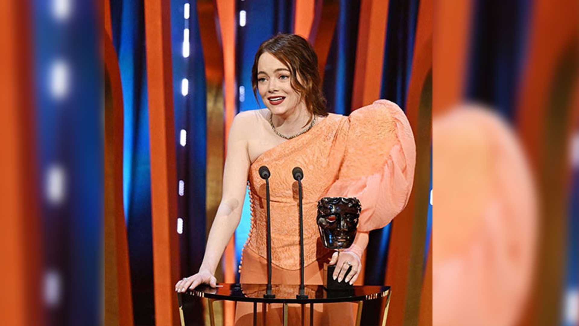 Emma Stone wins her second BAFTA for Best Actress, expresses happiness