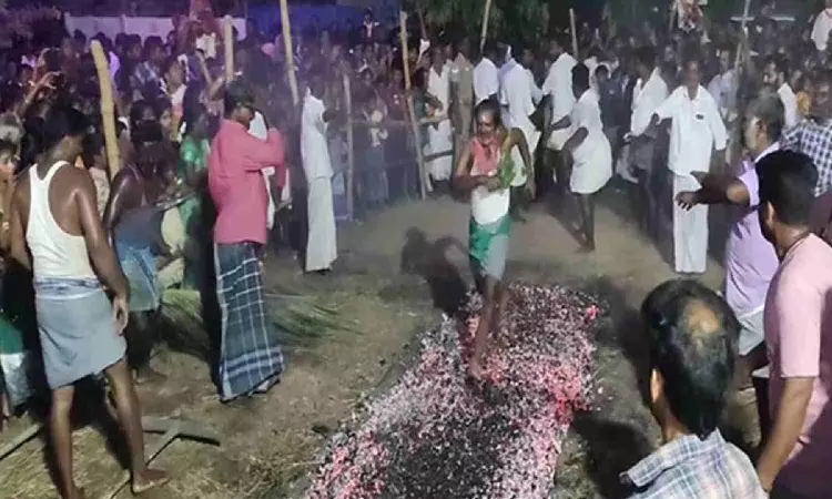 Devotees in large numbers take part in Theemithi festival at Mela ...