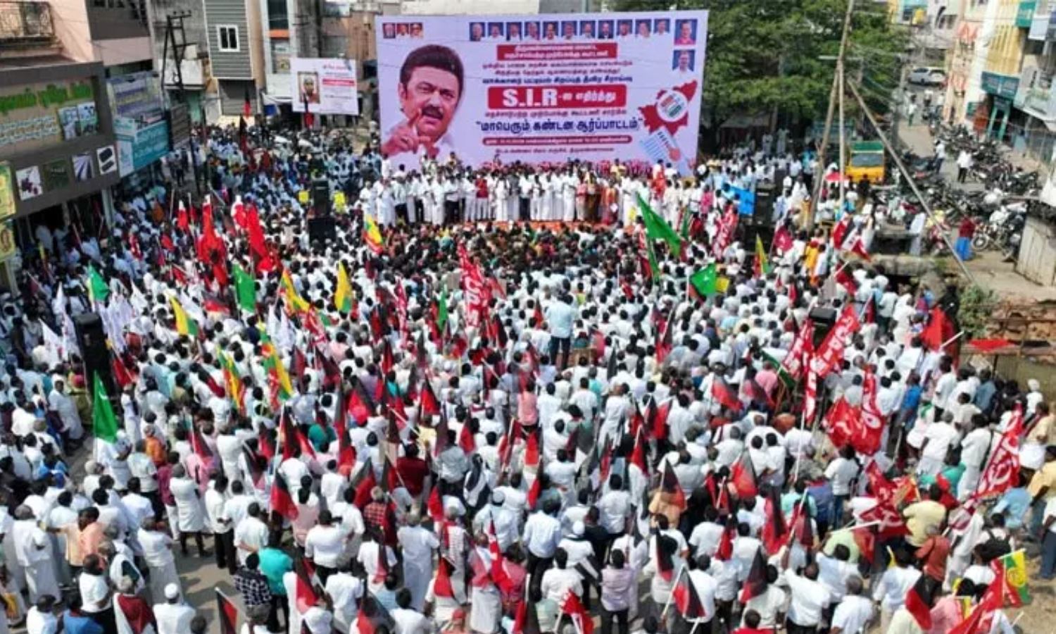 DMK and allies stage statewide protest against ECI