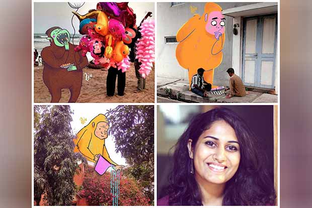 Digital artist rediscovers the city with a goofy gorilla illustration