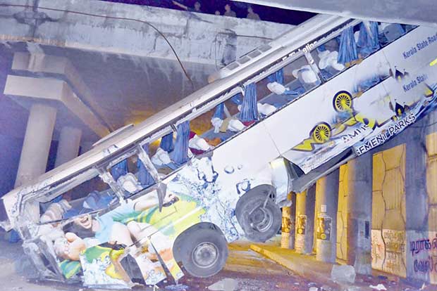 21 injured as Kerala govt bus falls off bridge near Tirupur