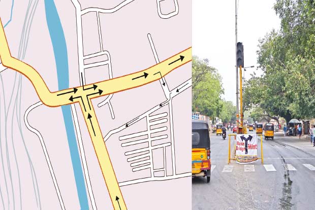 New traffic arrangement at Basin Bridge