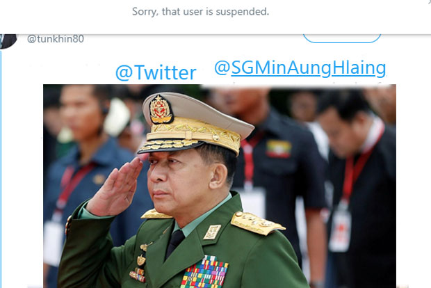 Myanmar Army chief's Twitter account suspended