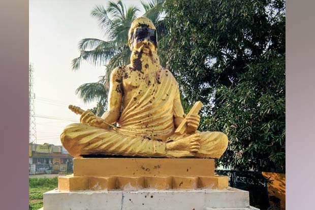 Tension in Thanjavur as miscreants desecrate Thiruvalluvar statue