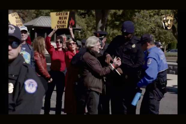 Jane Fonda accepts Bafta award during arrest at climate protest
