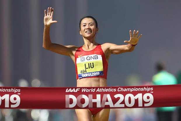 Liu leads China's podium sweep in women's 20km race walk at Doha worlds